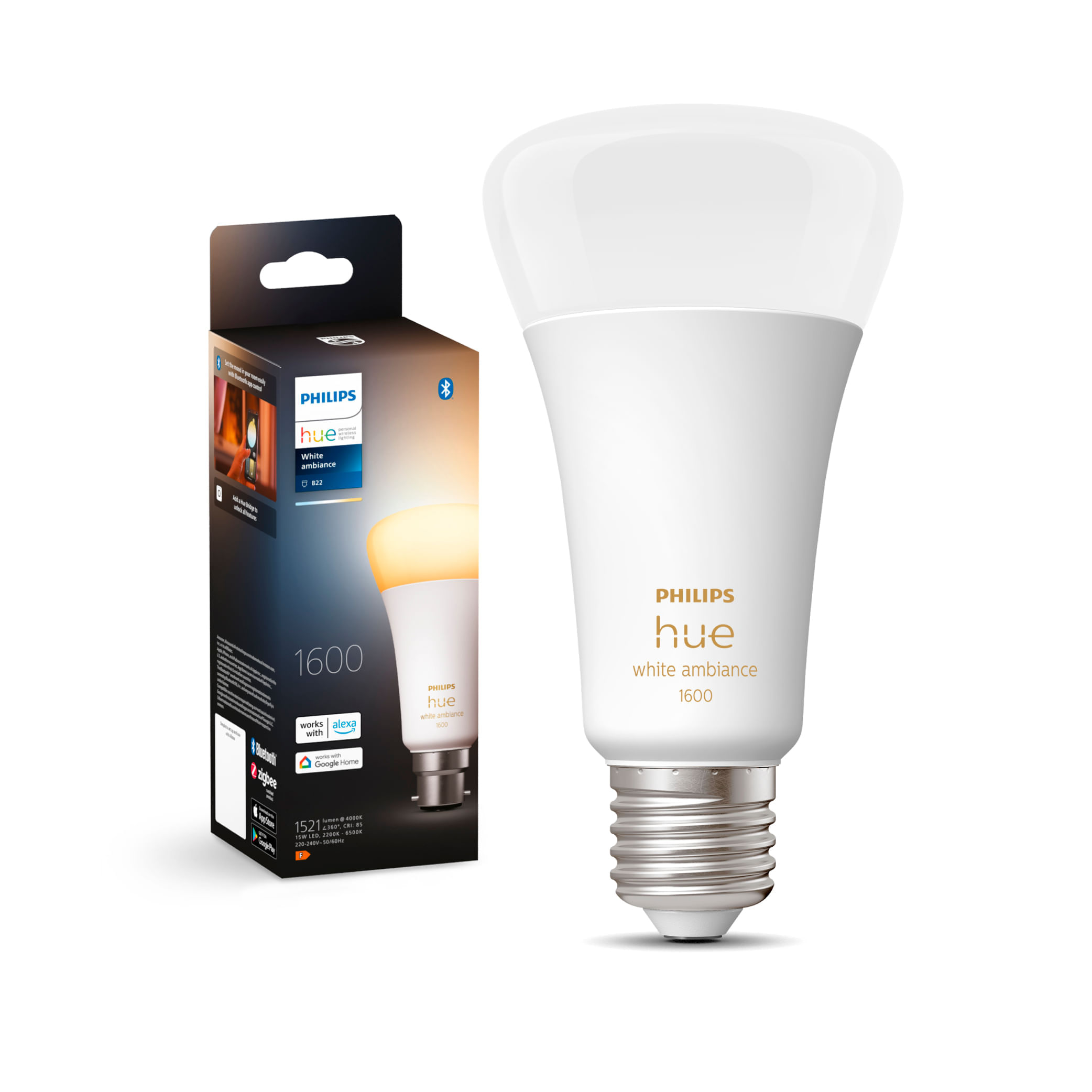 Pack x2 Lampara Led Smart Philips Hue 13w A67 E27 Luz Cálida