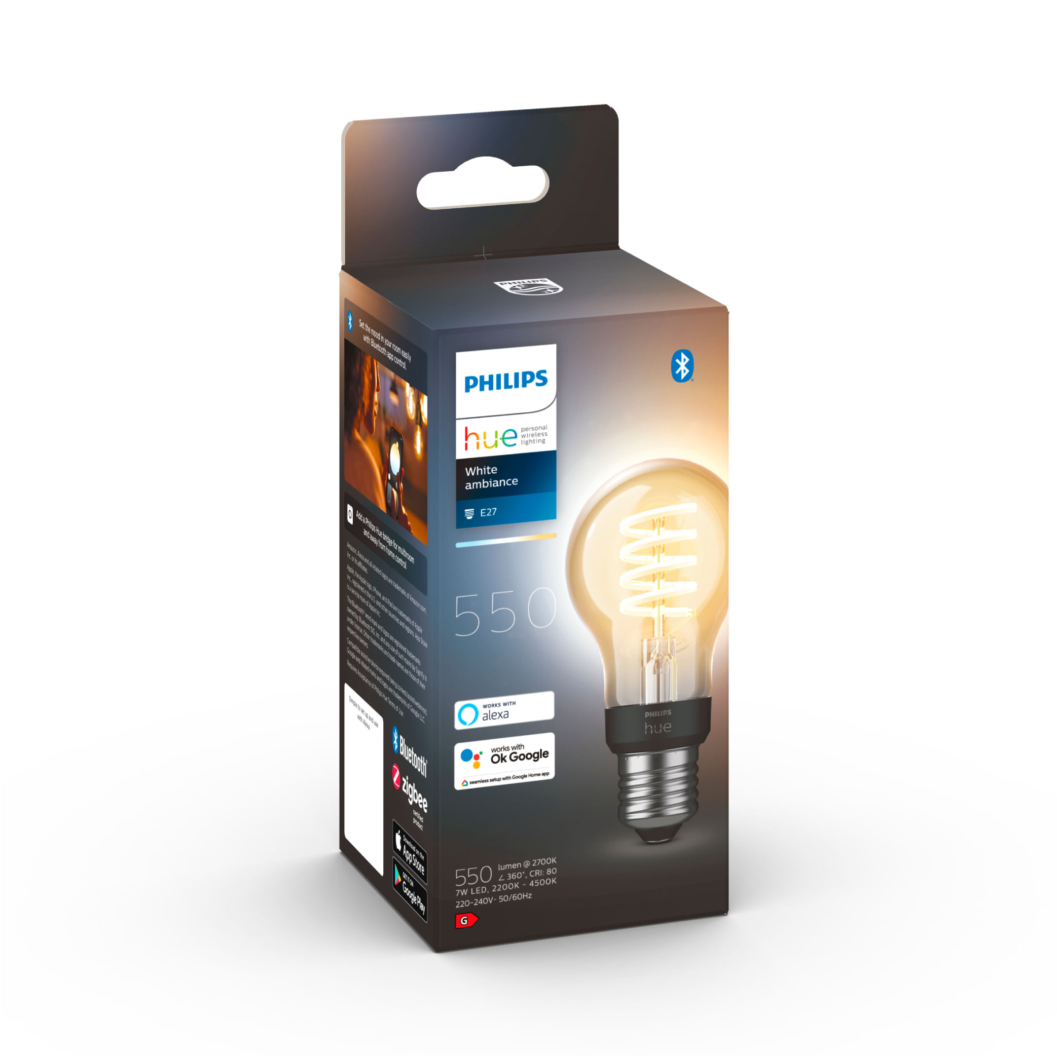 Lampara Led Filamento Philips Hue E27 A60 Cálida/Fría x6 Uni